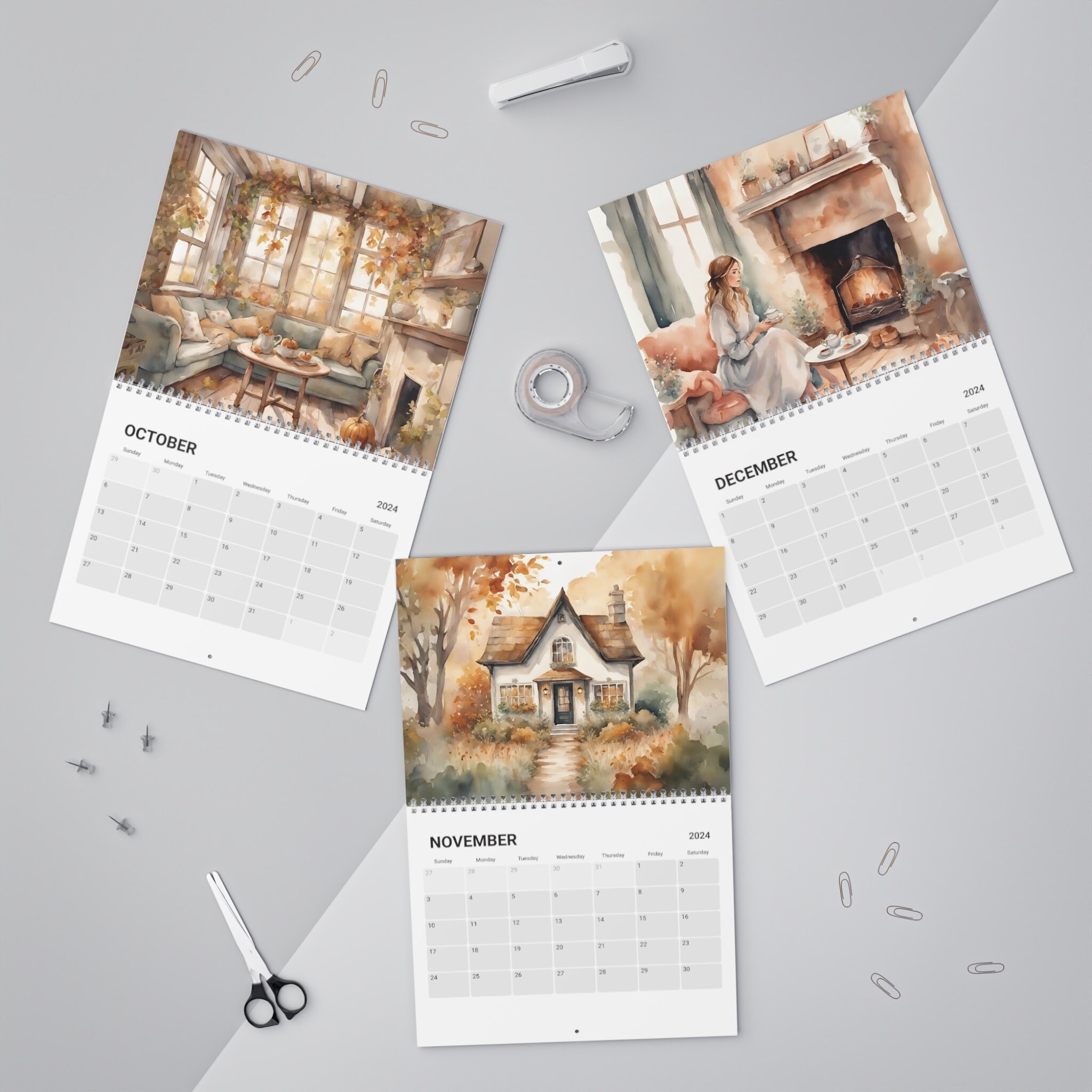 Cottagecore Calendar, 2024 Calendar, Watercolor Calendar, Light ...