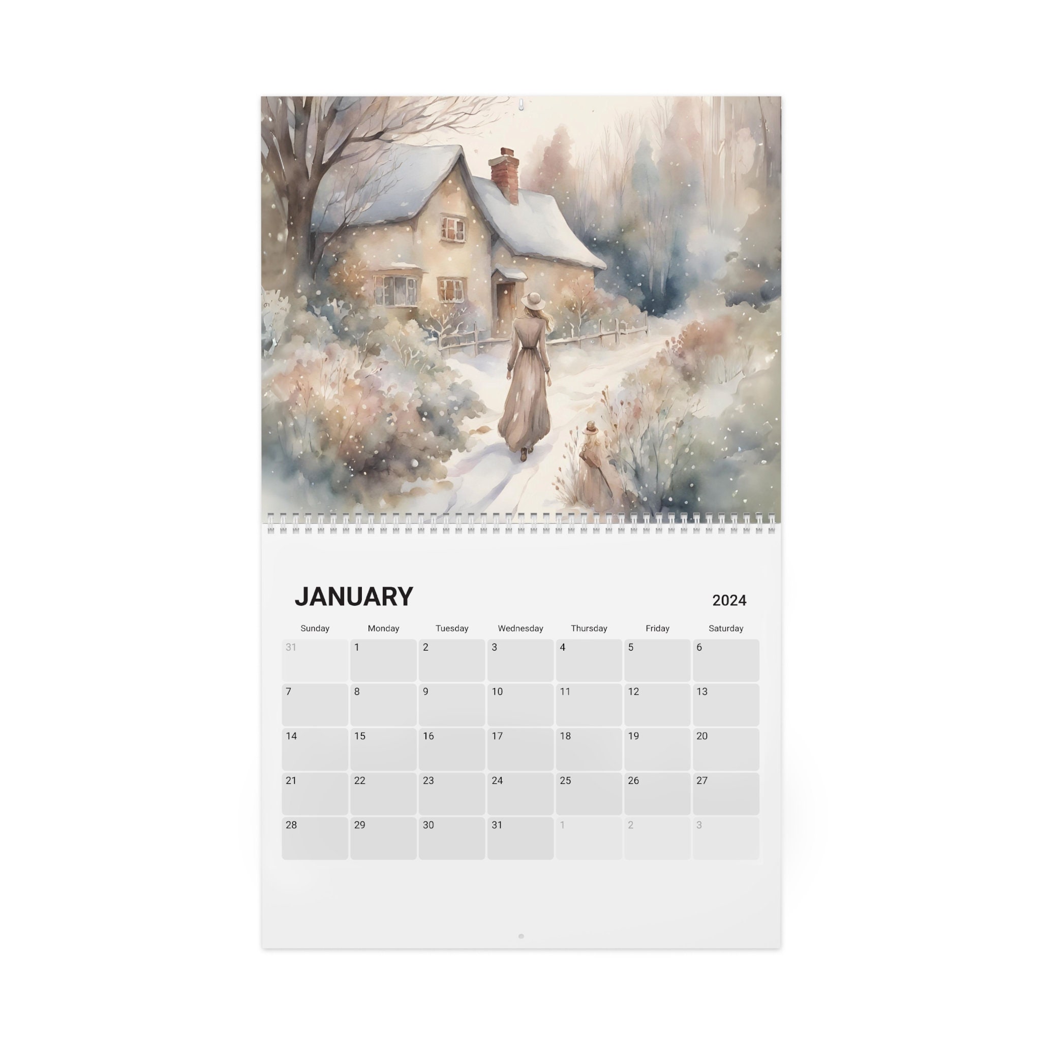 Cottagecore Calendar, 2024 Calendar, Watercolor Calendar, Light ...