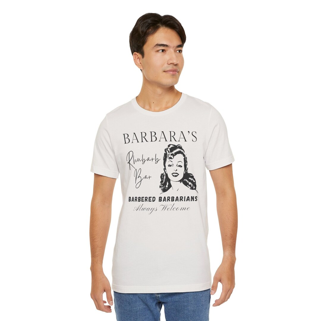 Funny Barbara's Rhubarb Bar T-shirt Featuring Fun German Tongue Twister ...