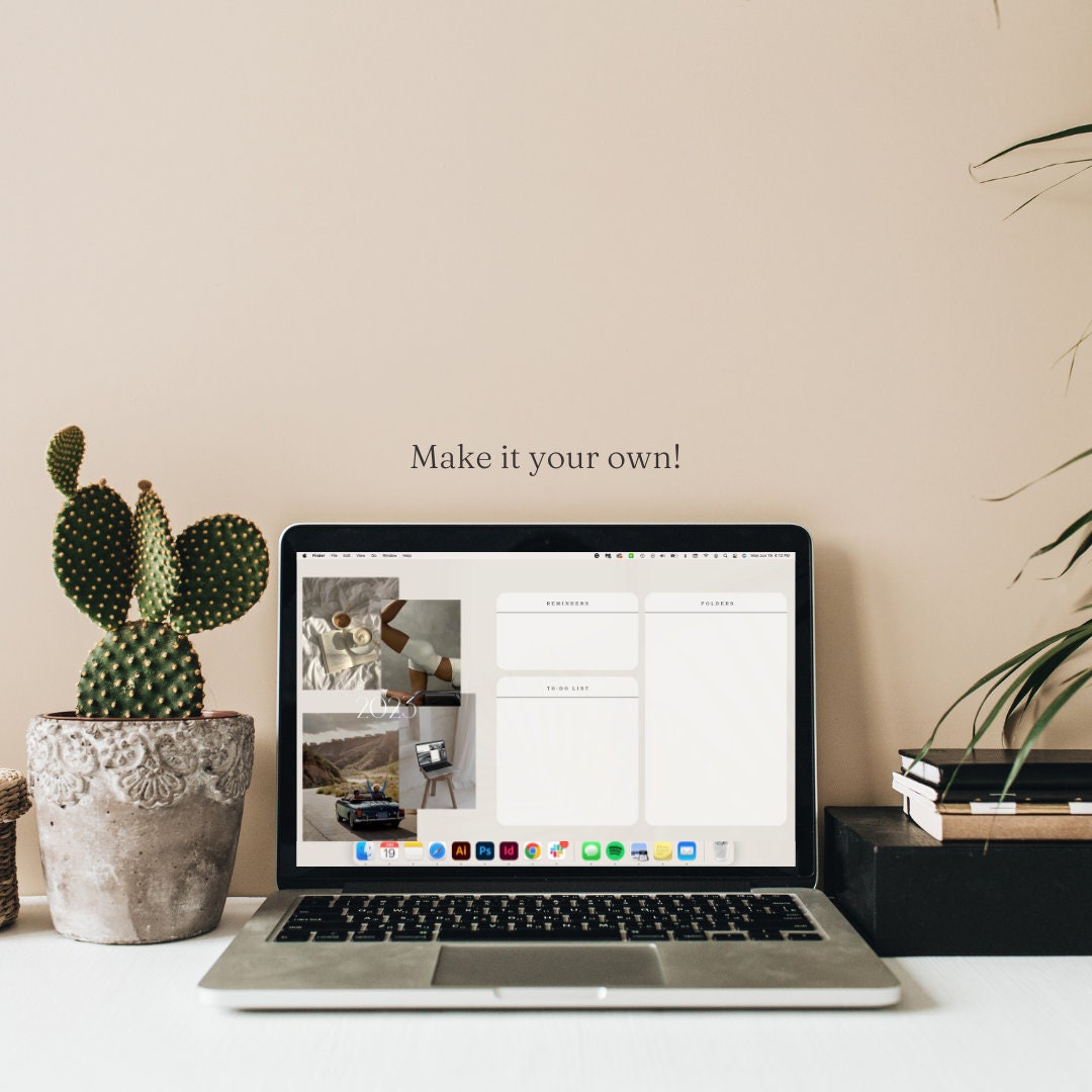Editable Desktop Wallpaper Organizer, 2023 Desktop Organizer Wallpaper ...