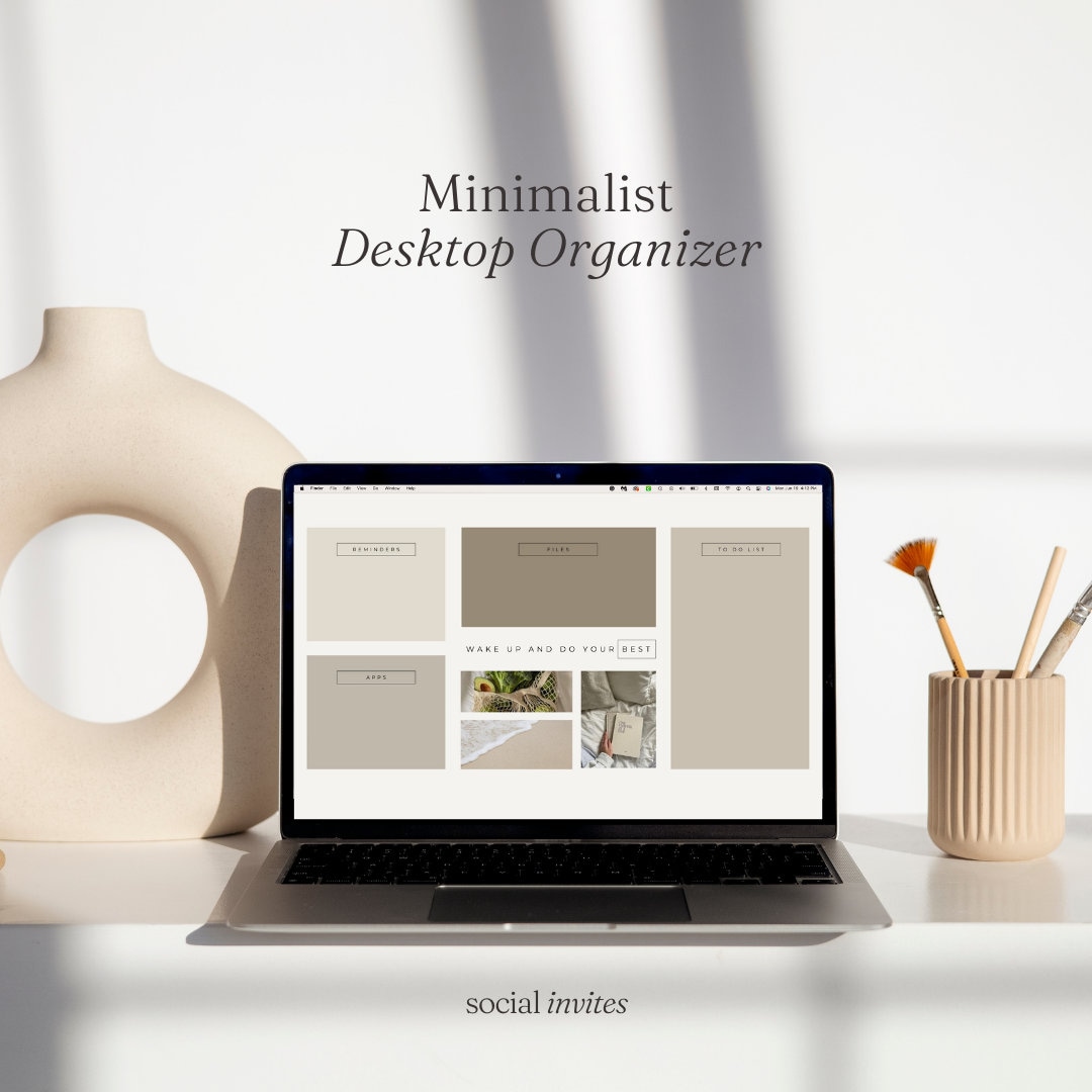 Editable Desktop Wallpaper Organizer, Minimalist Desktop Organizer ...