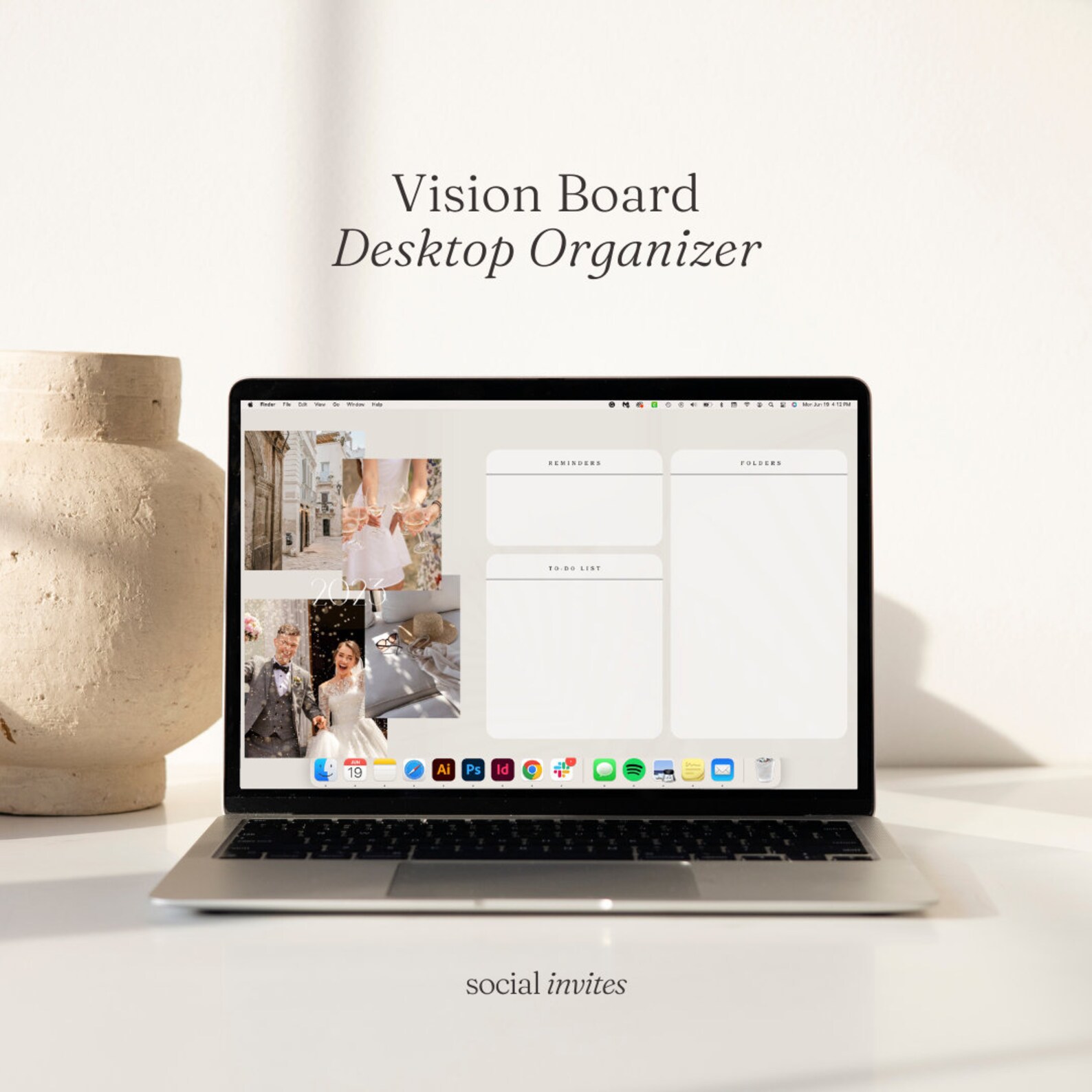 Editable Desktop Wallpaper Organizer, 2023 Desktop Organizer Wallpaper ...