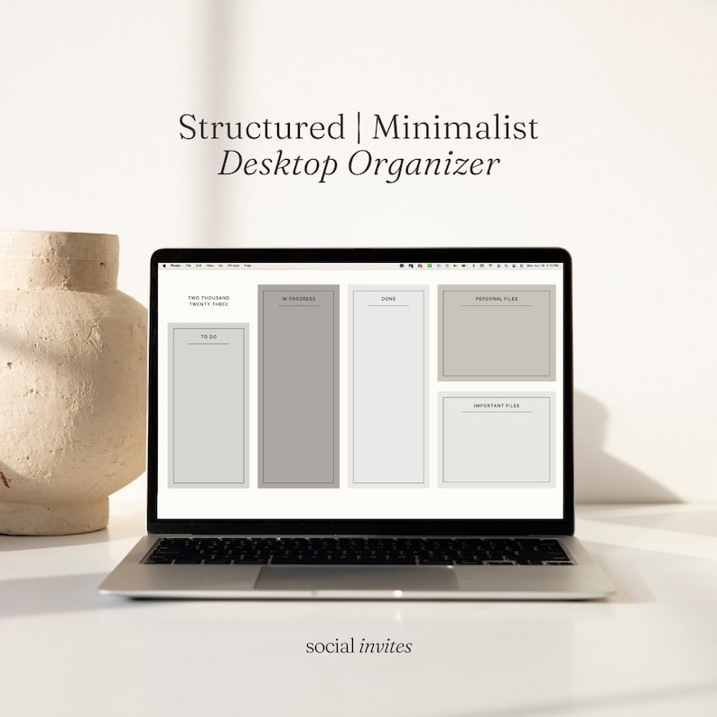 Editable Desktop Wallpaper Organizer, Minimalist Desktop Organizer ...