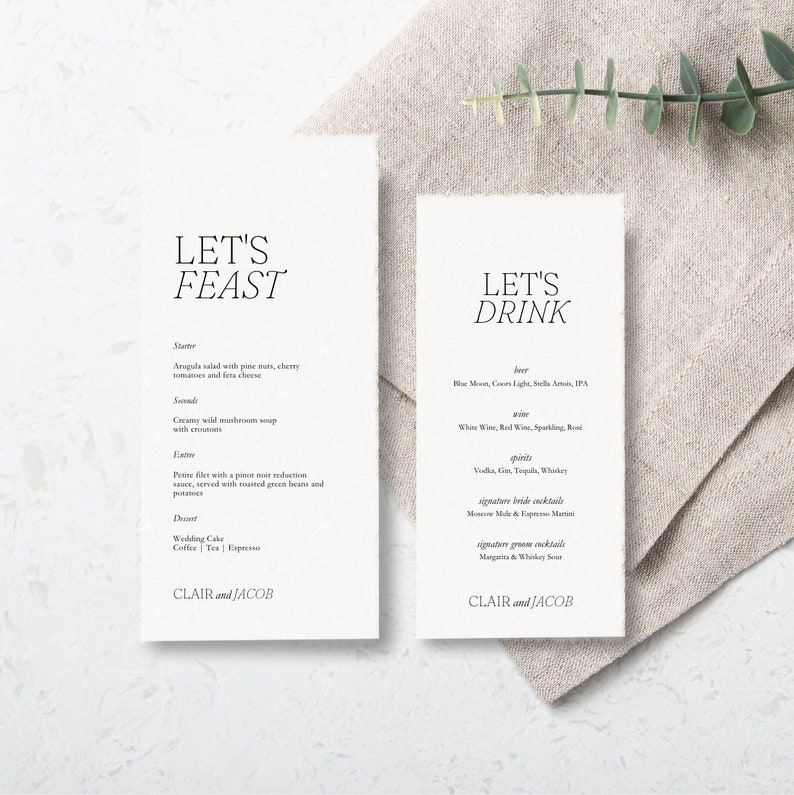 Wedding Menu Template Wedding Drinks Menu Drinks Menu - Etsy