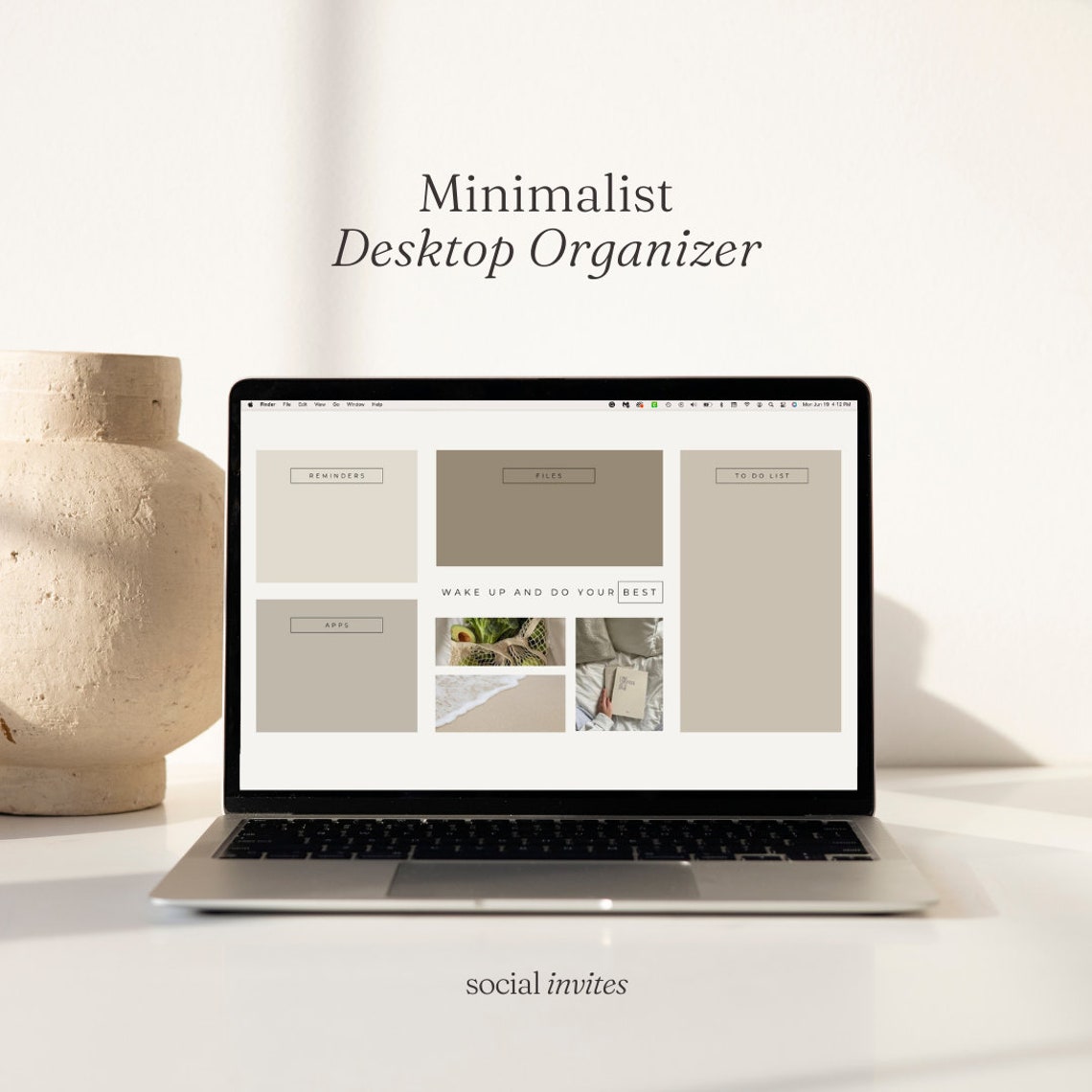 Editable Desktop Wallpaper Organizer, Minimalist Desktop Organizer ...