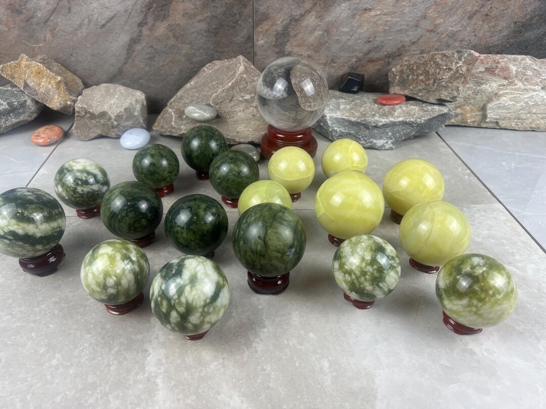 Nephrite, Imperial, and Lemon Jade Spheres: Reflective Home Decor - Etsy