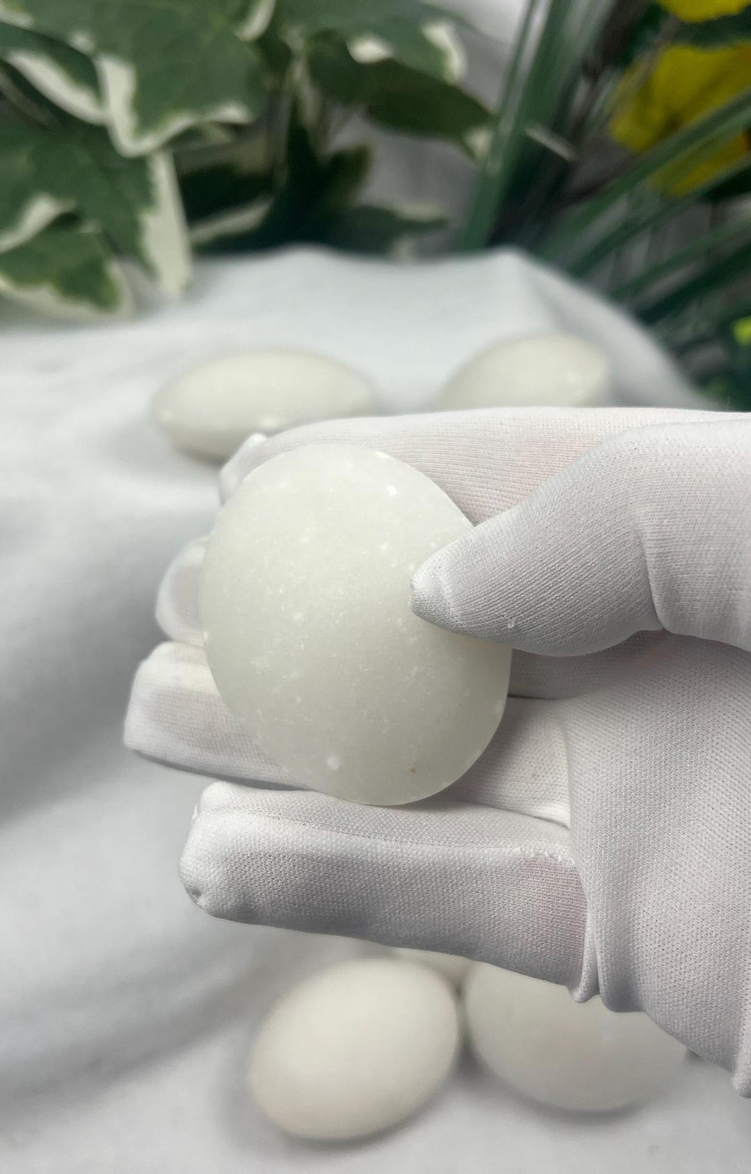 Snow White Jade Palm Stone: Polished Crystal for Anxiety Relief Home ...