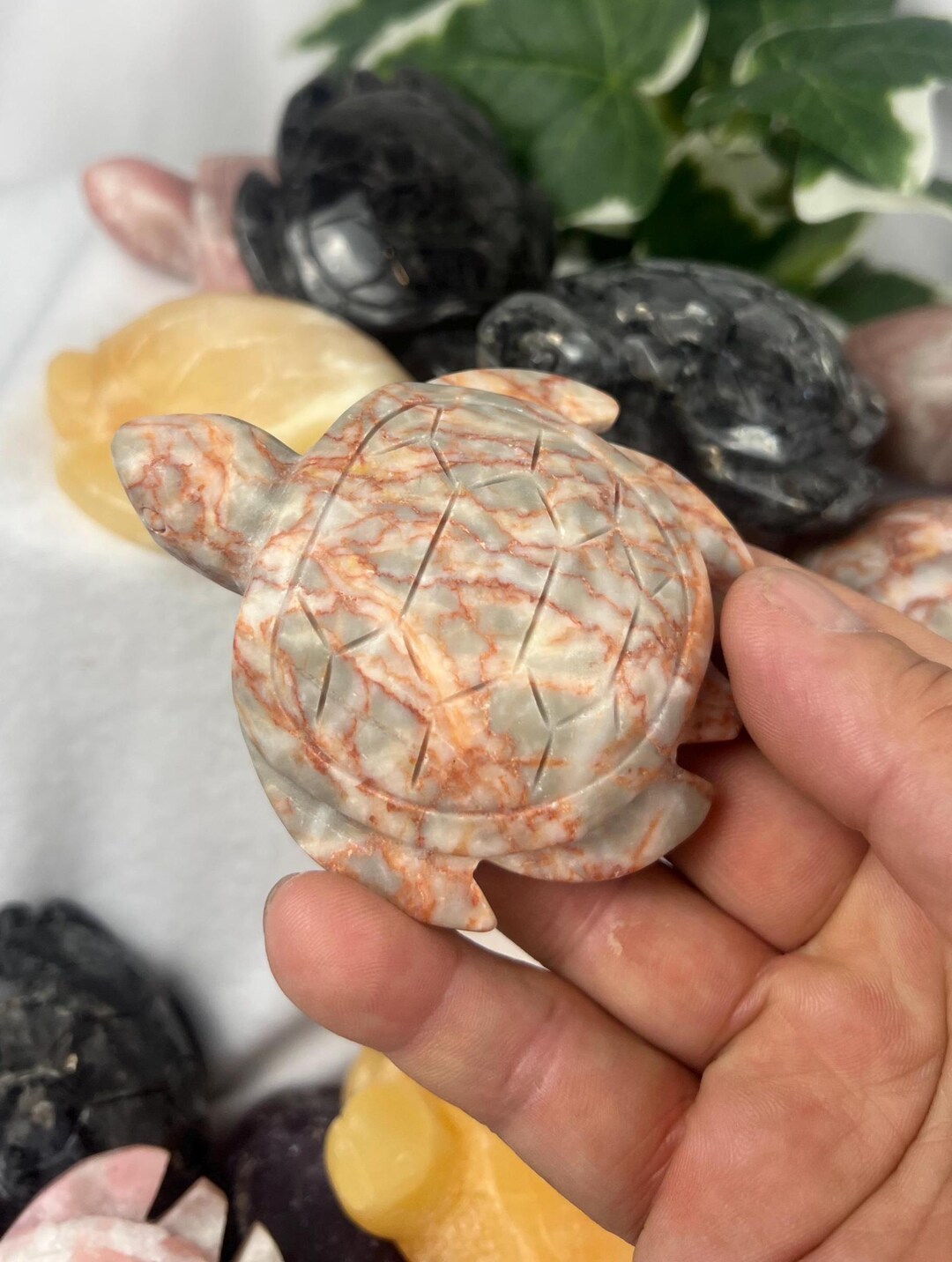 Peruvian Crystal Sea Turtle Carving: Polished Gemstone Feng Shui Decor ...