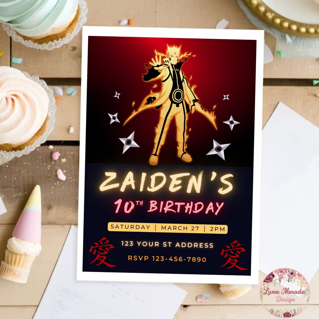 Editable Naruto Birthday Party Invitation Digital Printable Editable ...
