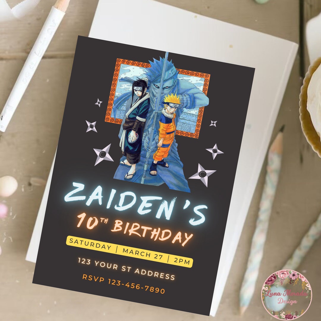 Editable Naruto Birthday Party Invitation Digital Printable Editable ...
