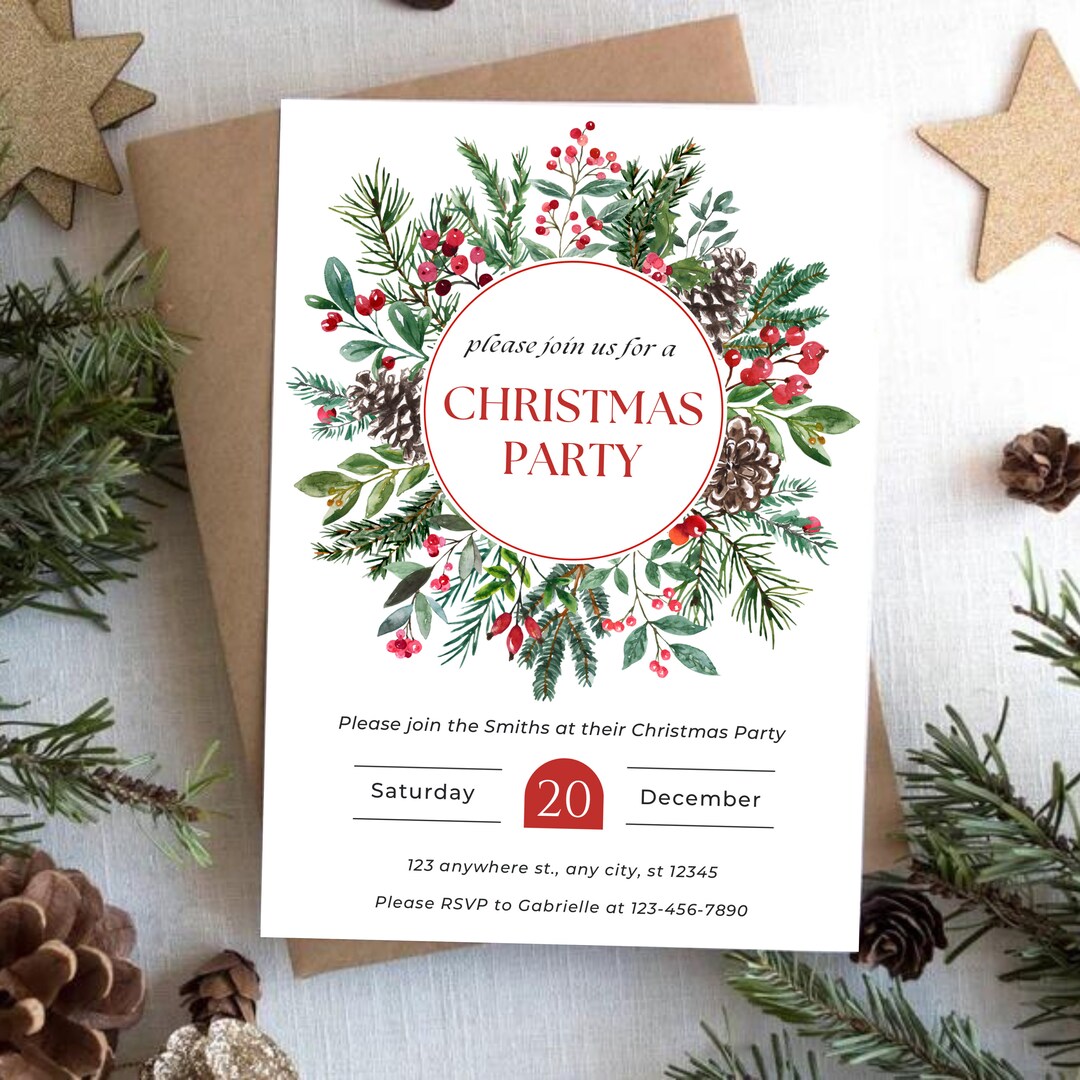 Editable Christmas Party Invitation Digital Printable Editable Merry ...