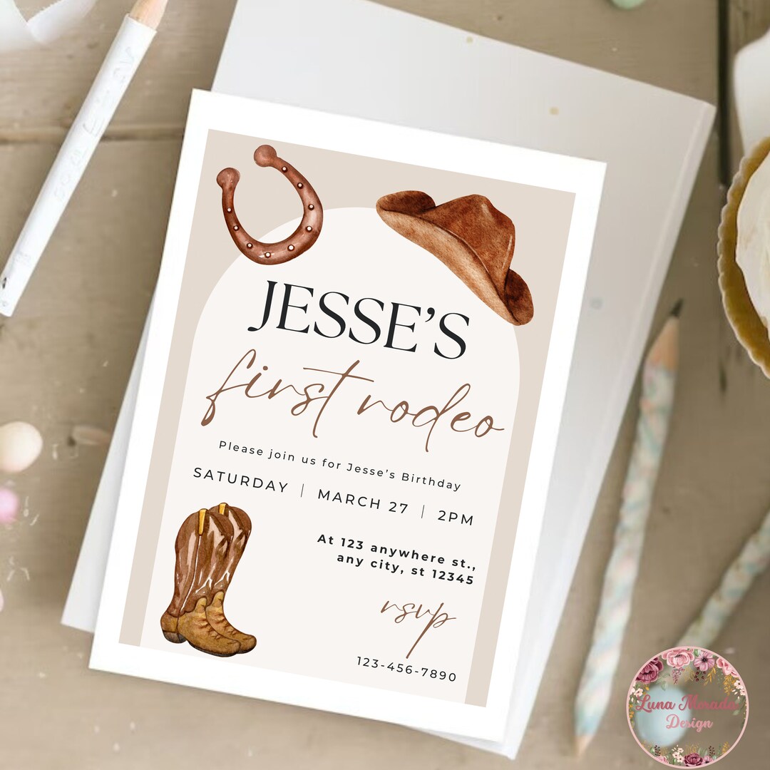 Editable First Rodeo Birthday Party Invitation Digital Printable ...