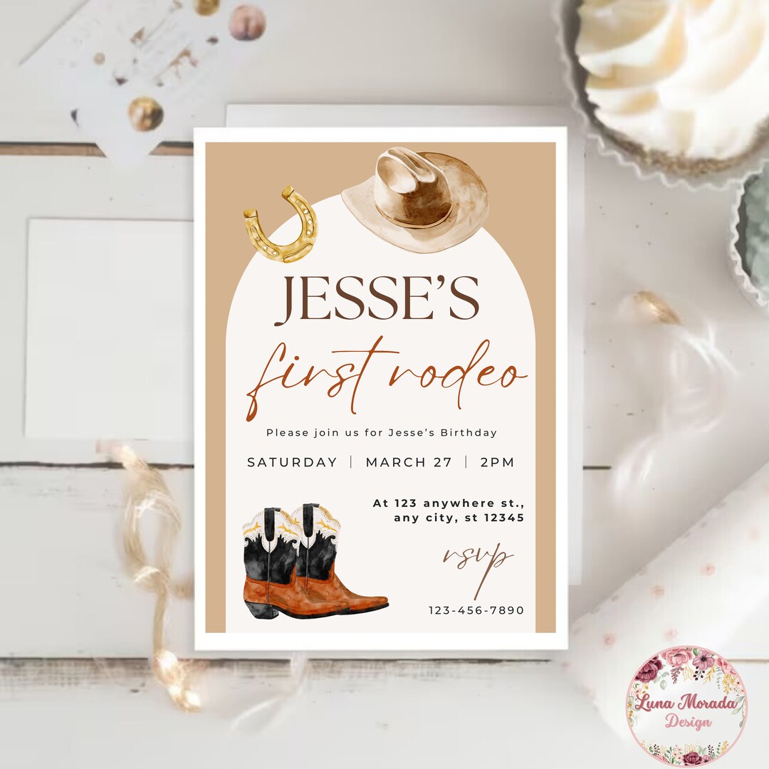 Editable First Rodeo Birthday Party Invitation Digital Printable ...