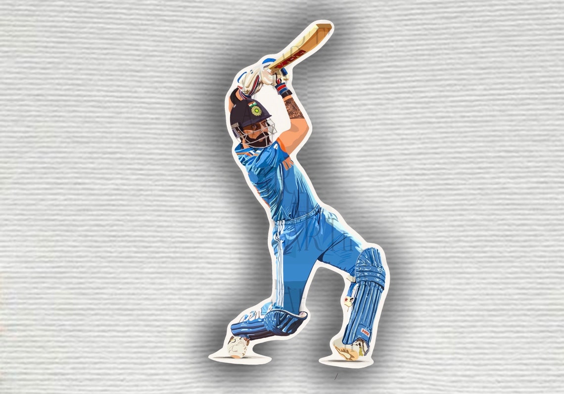 Virat Kohli Sticker Cricket Fan IPL Season Virat Kohli Batting T20 ...