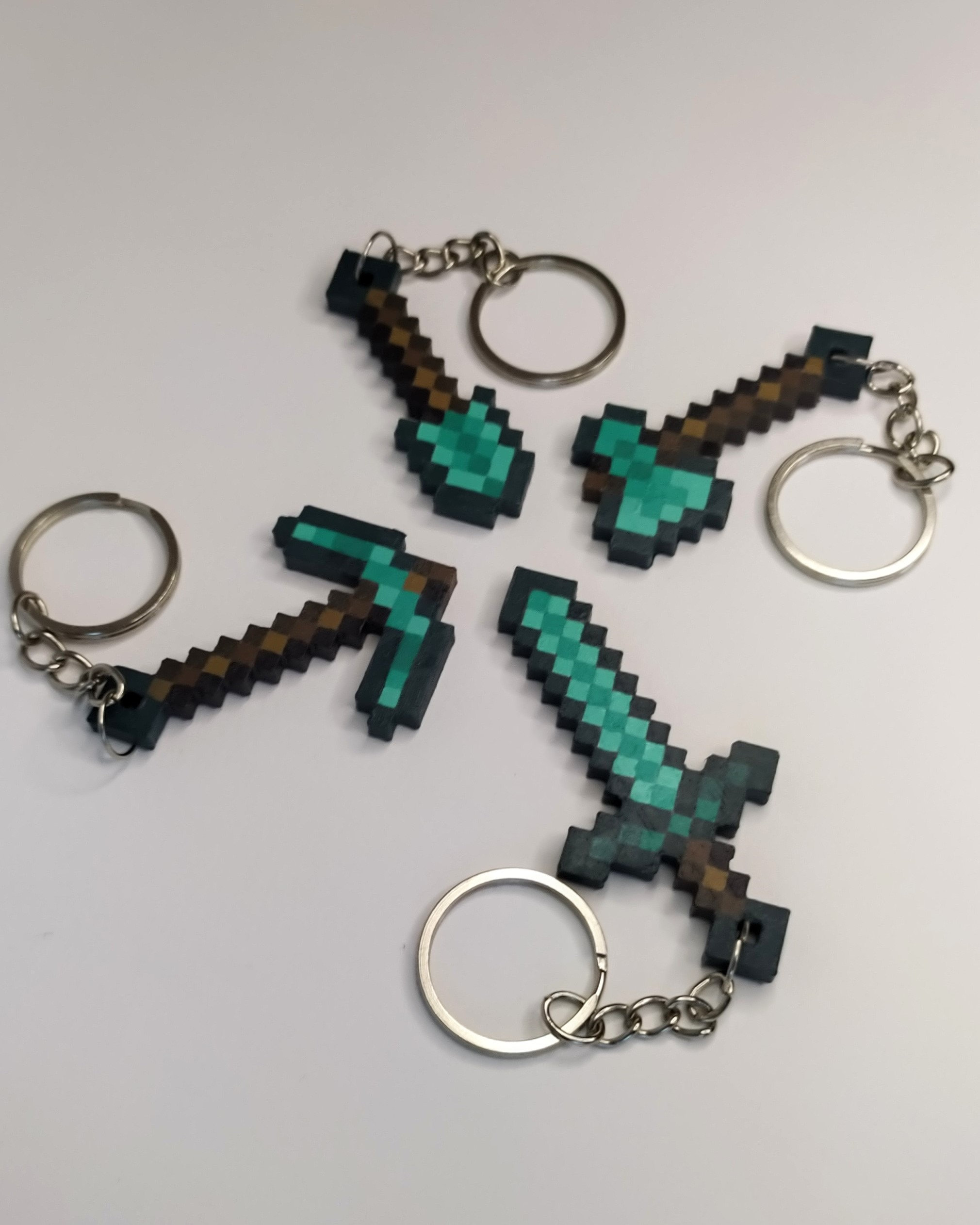 Diamond Tool Keychains Minecraft Sword Pickaxe Axe - Etsy