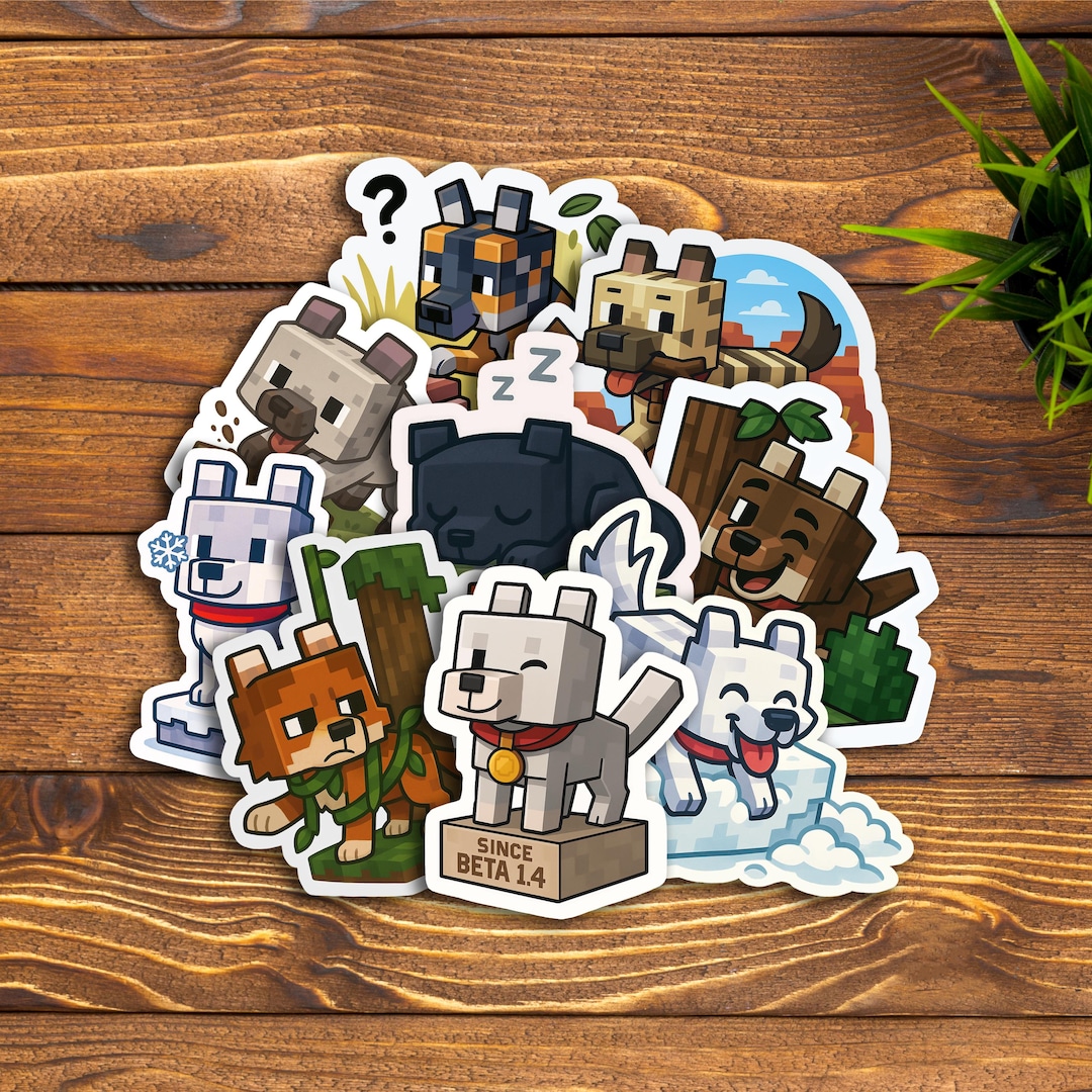 Dog Sticker, Minecraft Dogs Wolfs, Pale Dog, Rusty Dog, Spotted Dog ...
