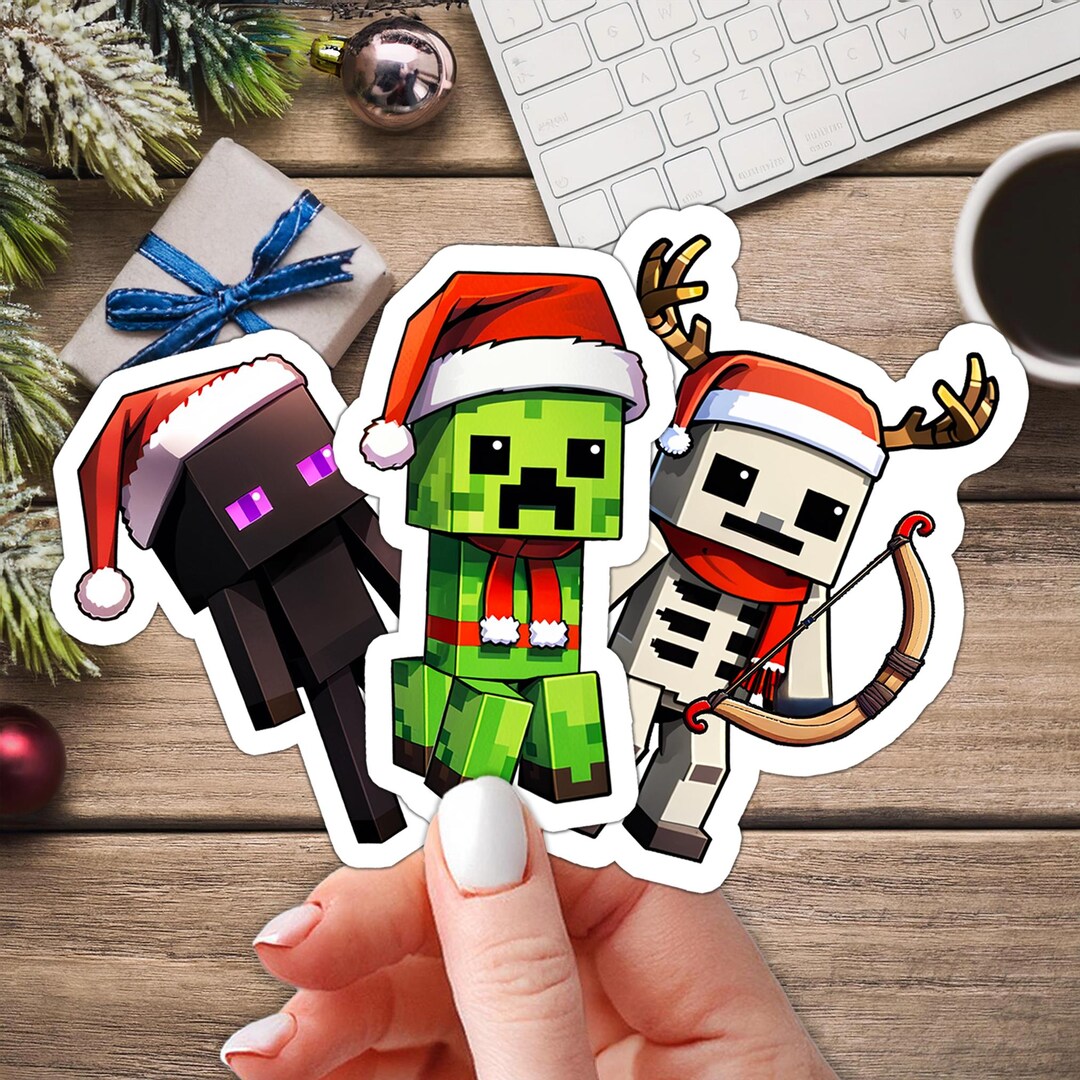 Christmas Minecraft Vinyl Sticker, Pixel Game Cute X-mas (holiday ...
