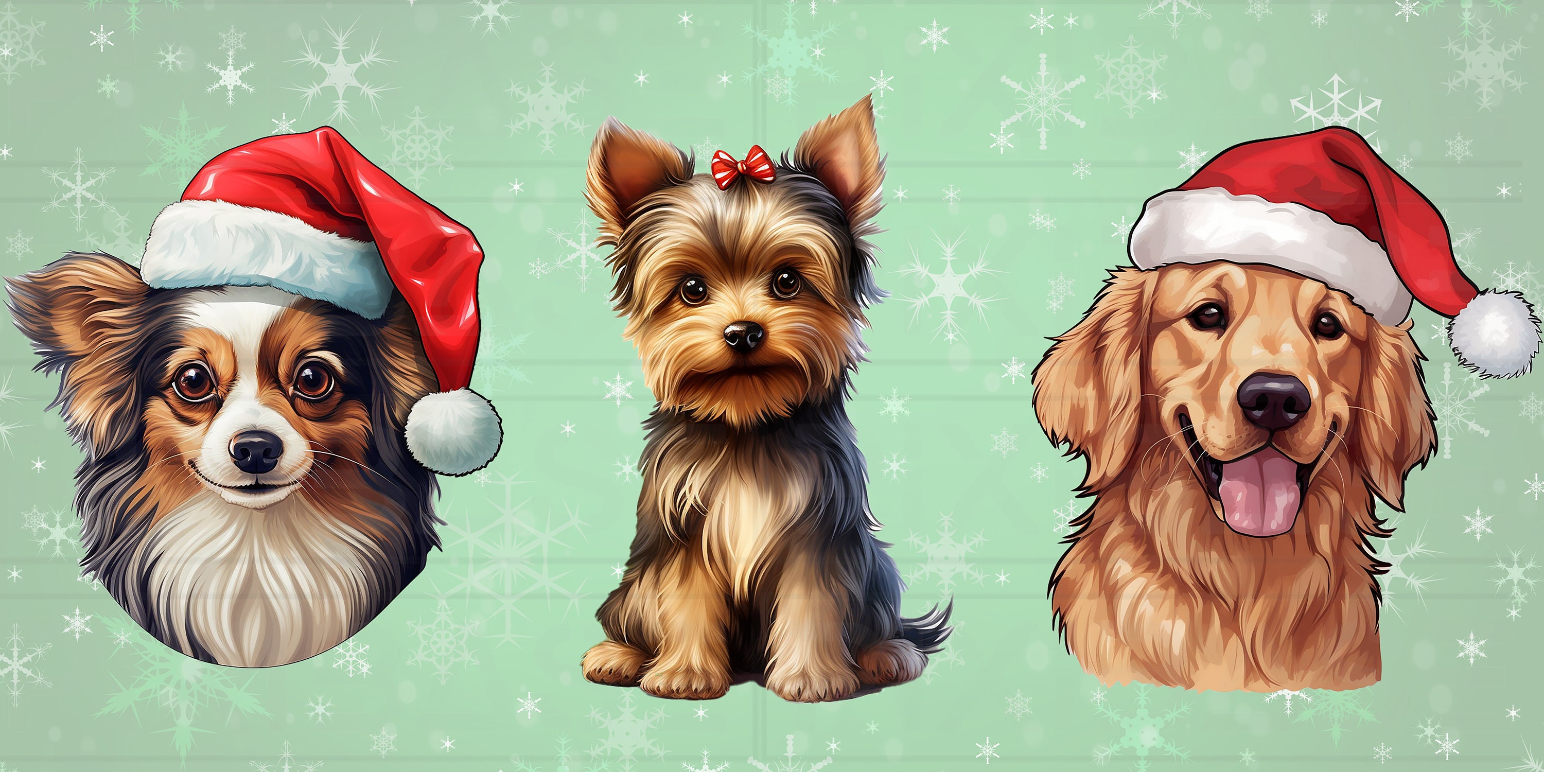 Cartoon Christmas Dogs Clipart Digital Download, Cards, Personalized ...