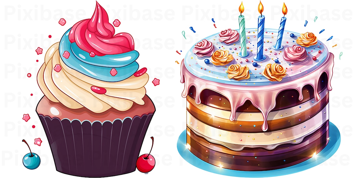 Birthday Party Cartoon Clip Art Bundle 16 Transparent PNG Images of ...