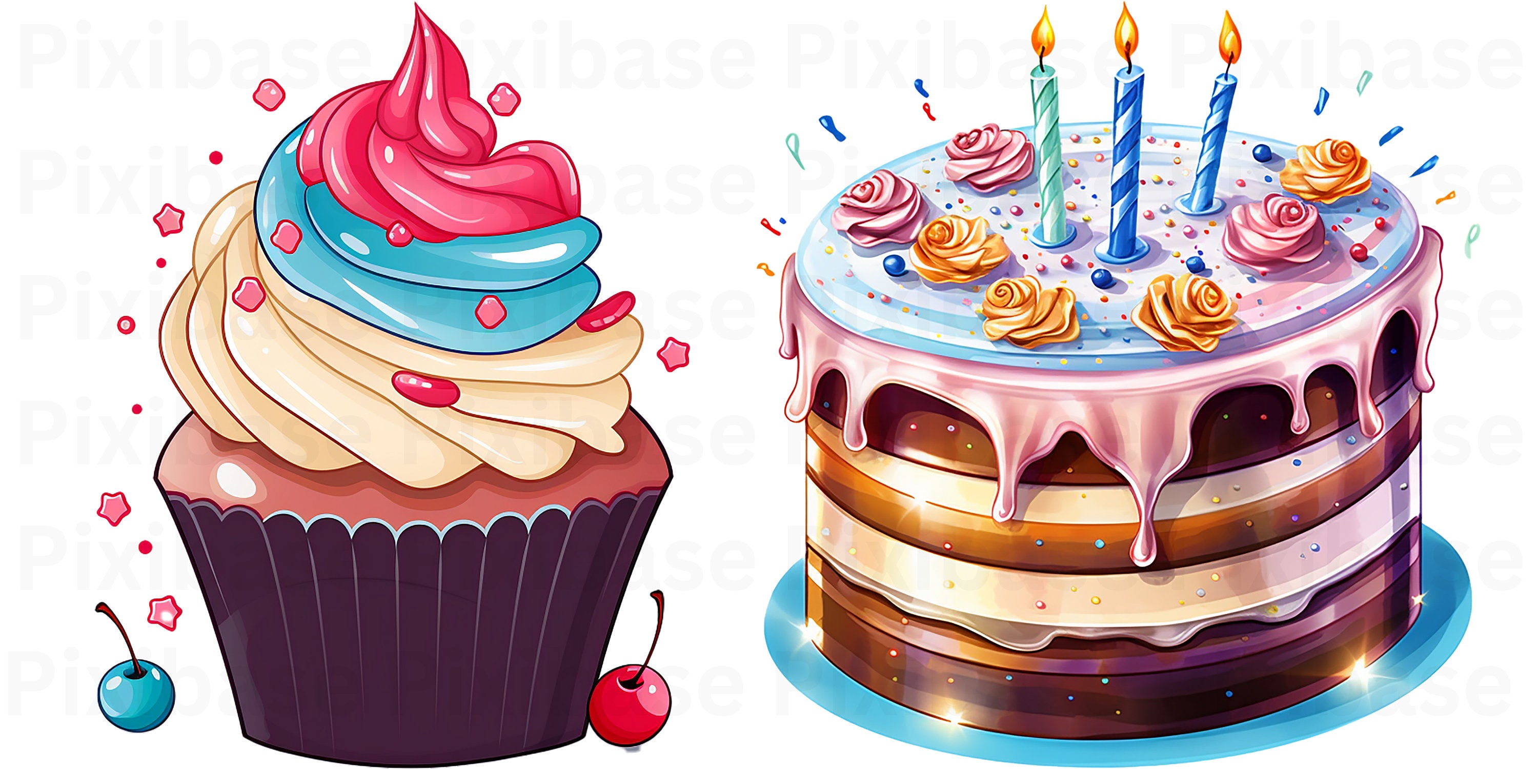 Birthday Party Cartoon Clip Art Bundle 16 Transparent PNG Images of ...