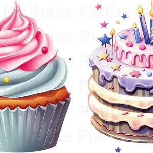 Birthday Party Cartoon Clip Art Bundle 16 Transparent PNG Images of ...