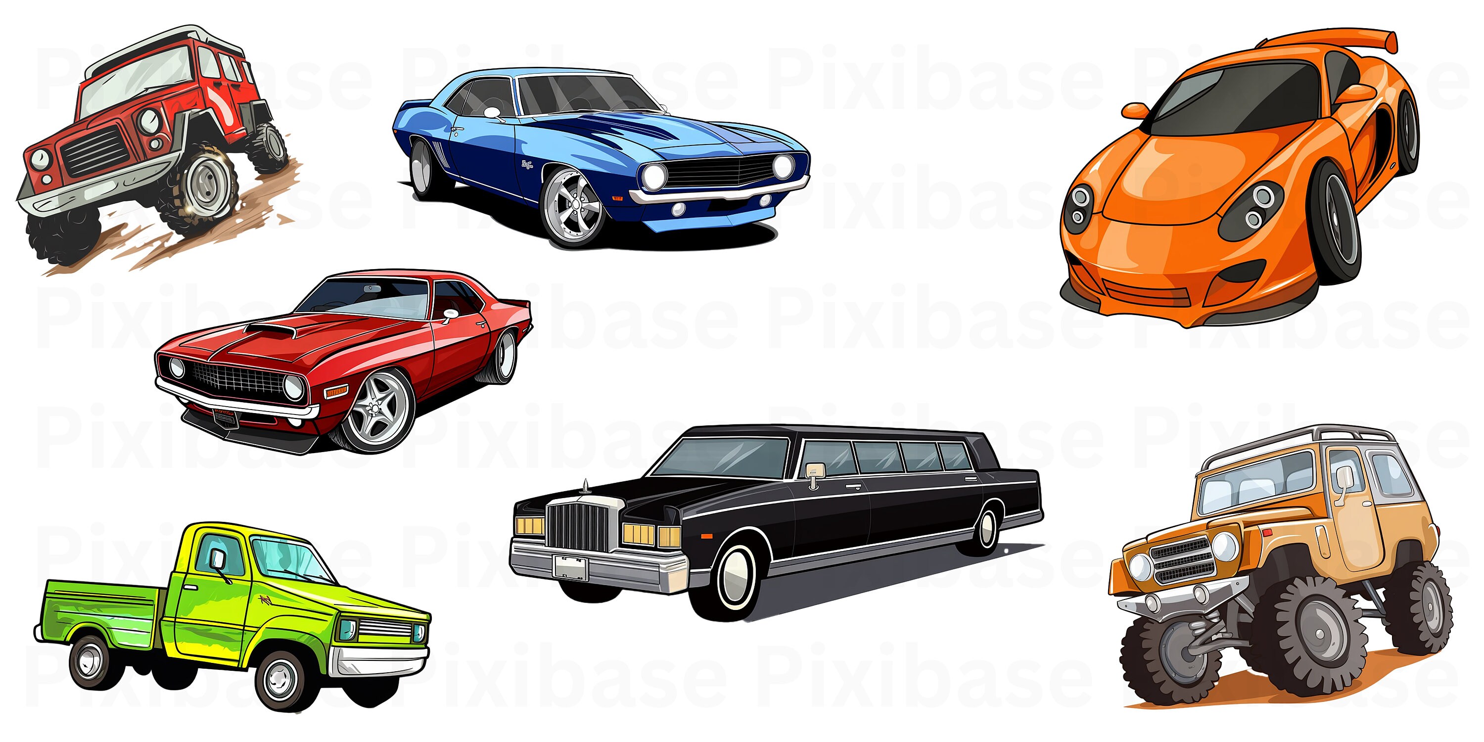 Cartoon Vehicle Digital Clipart Bundle Cars, Buses, Trucks & More 70 ...