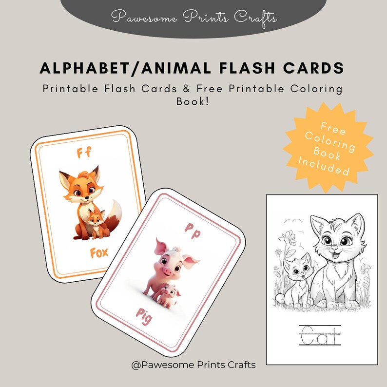 Printable Alphabet Flashcards With Free Printable Animal Coloring Book ...