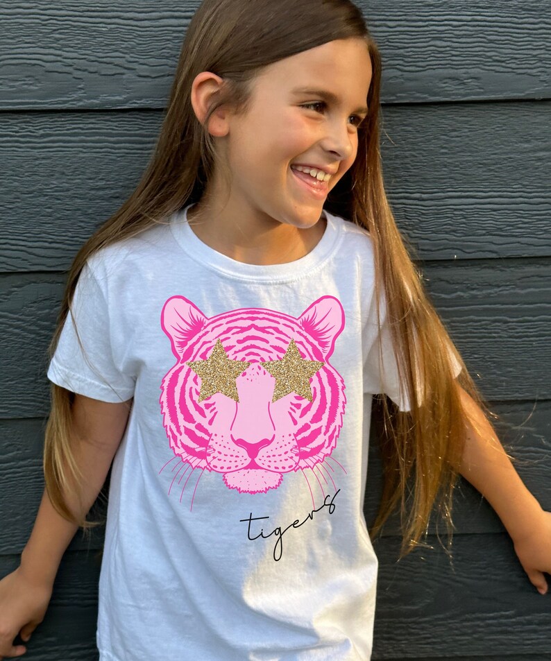 Tiger Neon Pink Shirt Retro Neon Kids Tee Hot Pink Tiger - Etsy