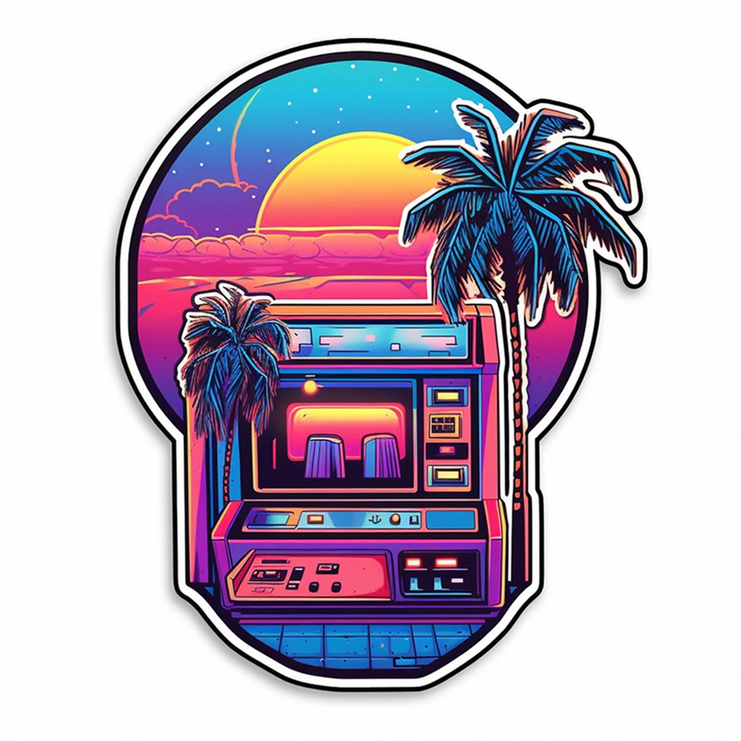 80s California Arcade Themed Sticker Arcade Sticker Retro Vinyl Decal ...