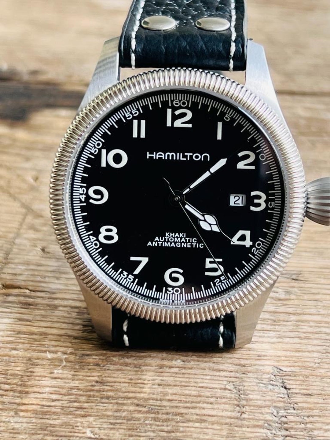 Hamilton Khaki Automatic Watch Black Khaki Dial 42mm Mens - Etsy