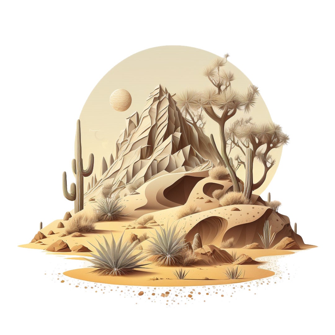 Desert Landscape Clip Art PNG Instant Download for Commercial Use - Etsy