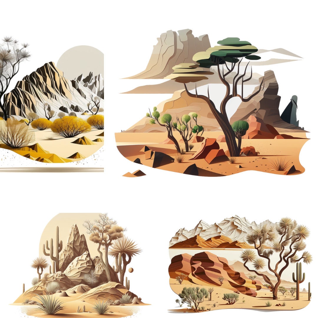 Desert Landscape Clip Art PNG Instant Download for Commercial Use - Etsy