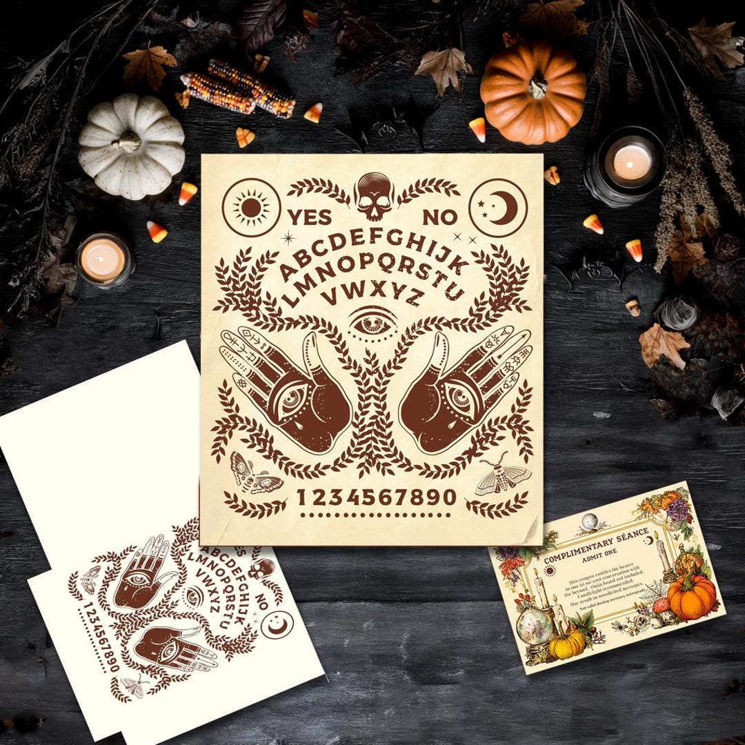 Printable Spirit Board Set Vintage Seance Decor Halloween Party ...