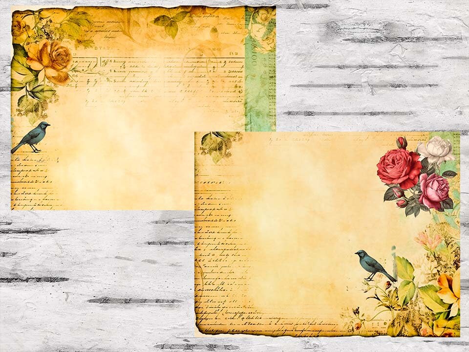 The Blue Bird of Shabbiness Junk Journal Shabby Paper 2 Designs 4 Pages ...