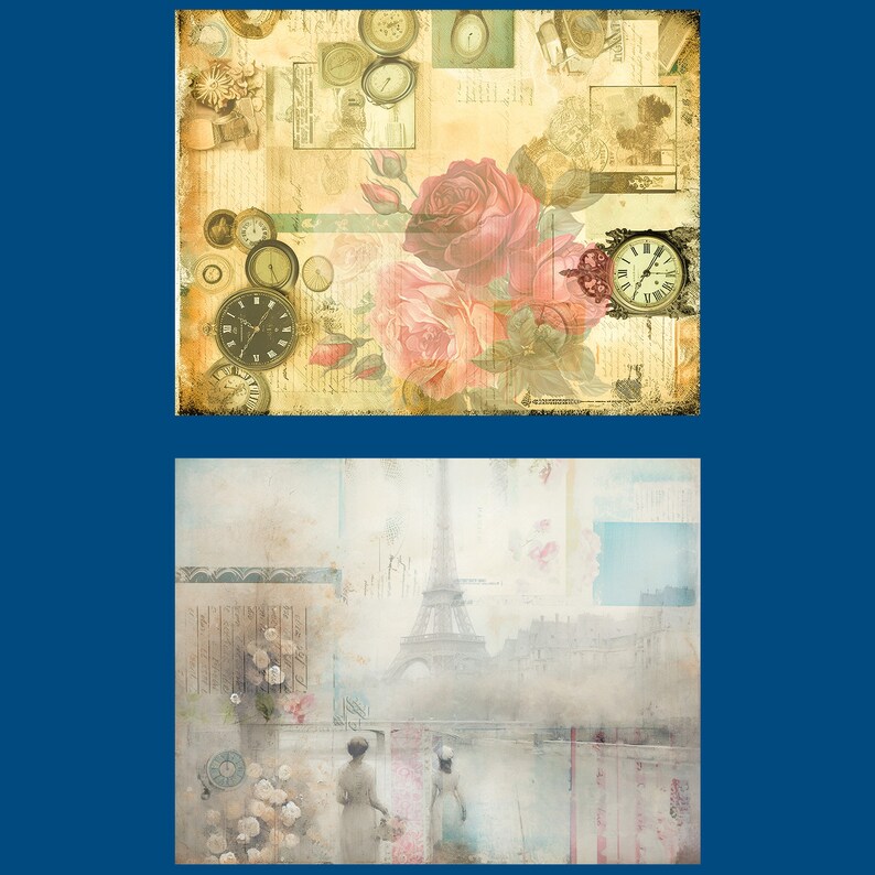 5 Shabby Chic Collage Pages Scrapbook Journal Letter-size Paris ...