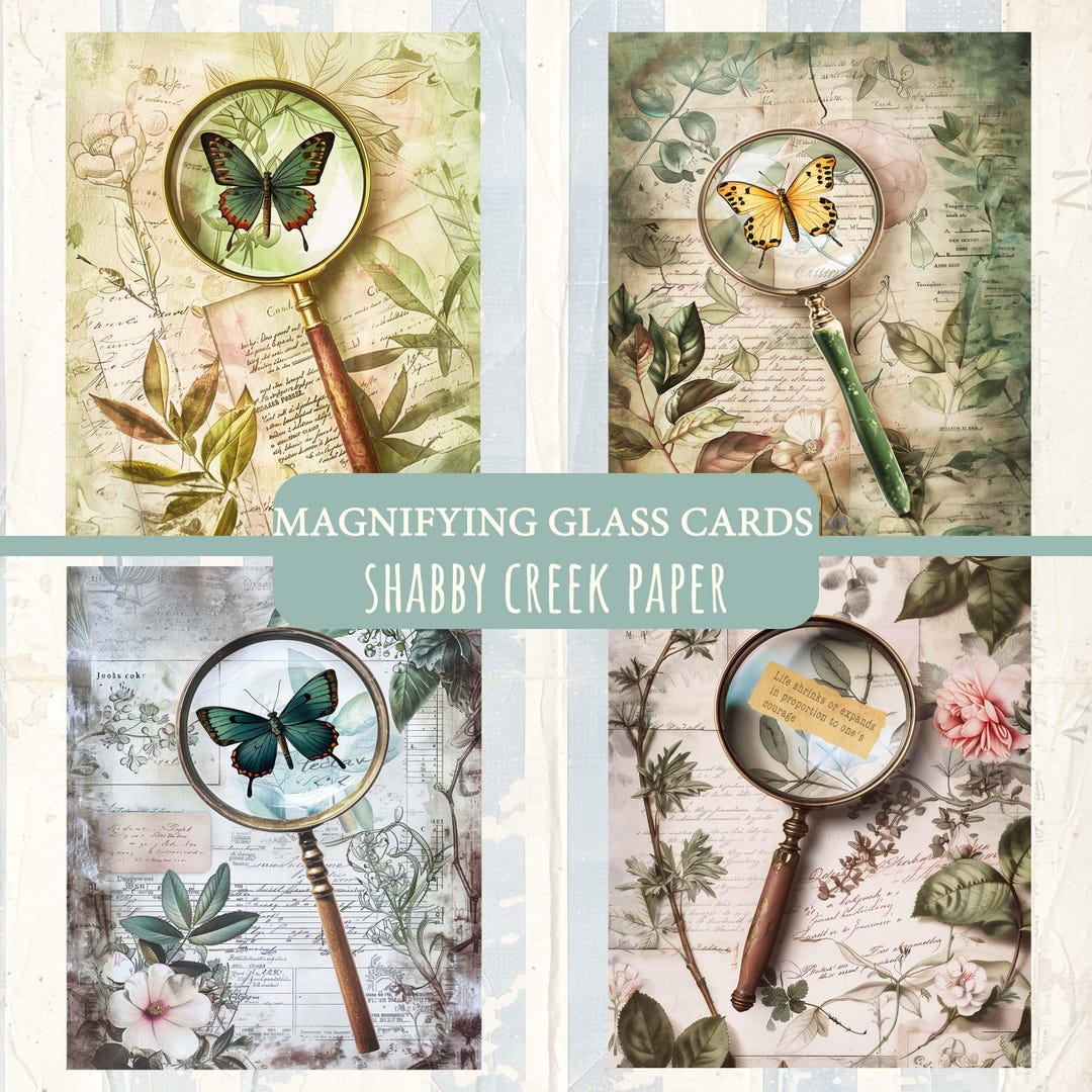 Victorian Magnifying Glass Junk Journal Cards 4x 5 300 DPI Scrapbook ...
