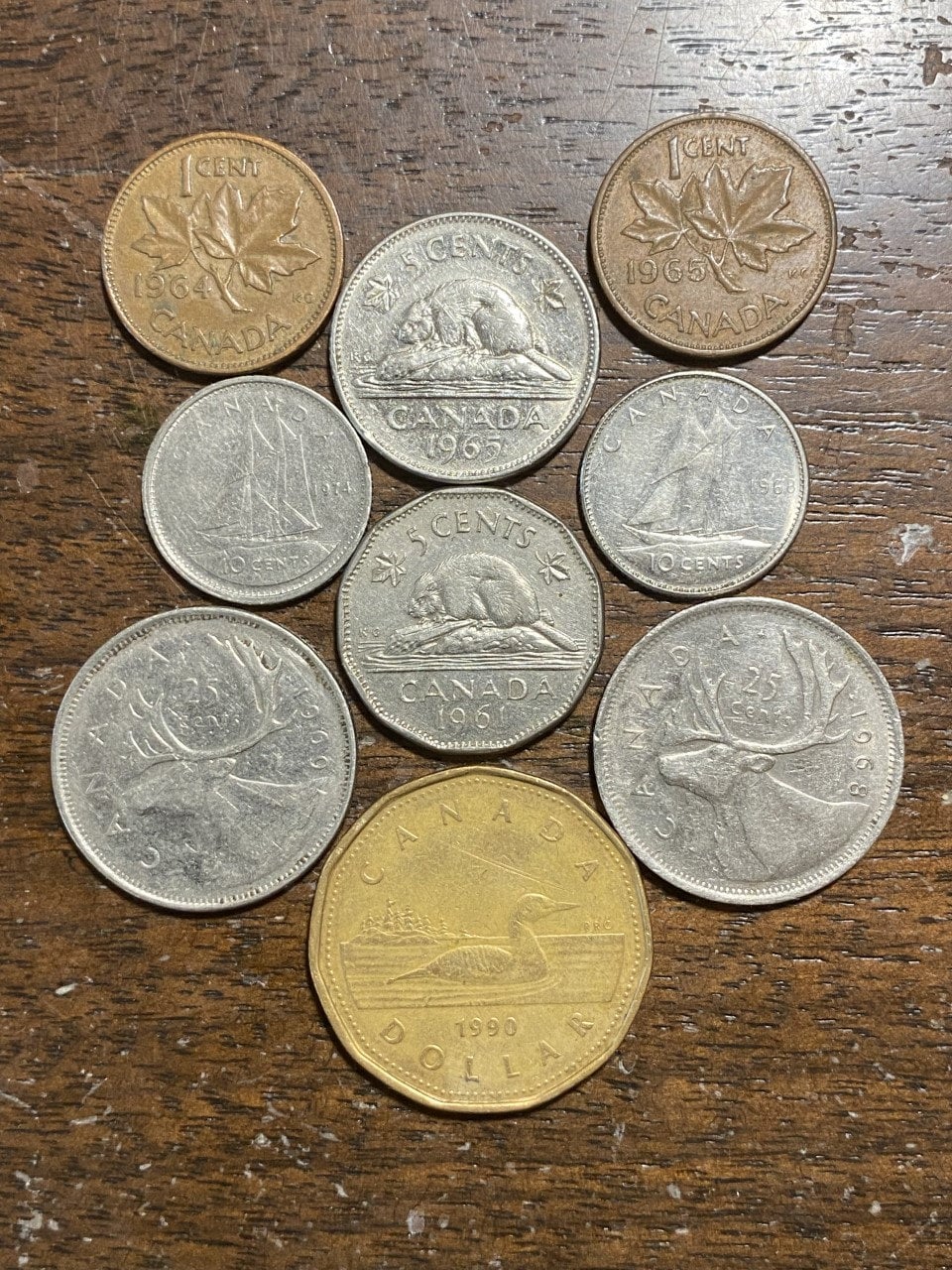 Vintage Canadian Coin Set – 1960s-1990 Dollar, Penny, Nickel, Dime ...