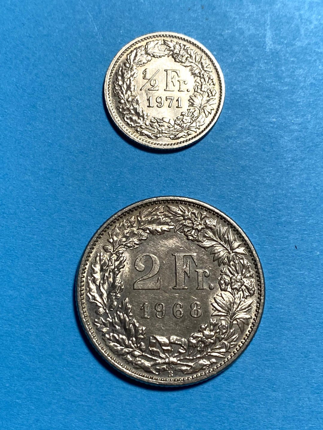 1968 2 Francs & 1971 1/2 Franc Switzerland Coins - Etsy