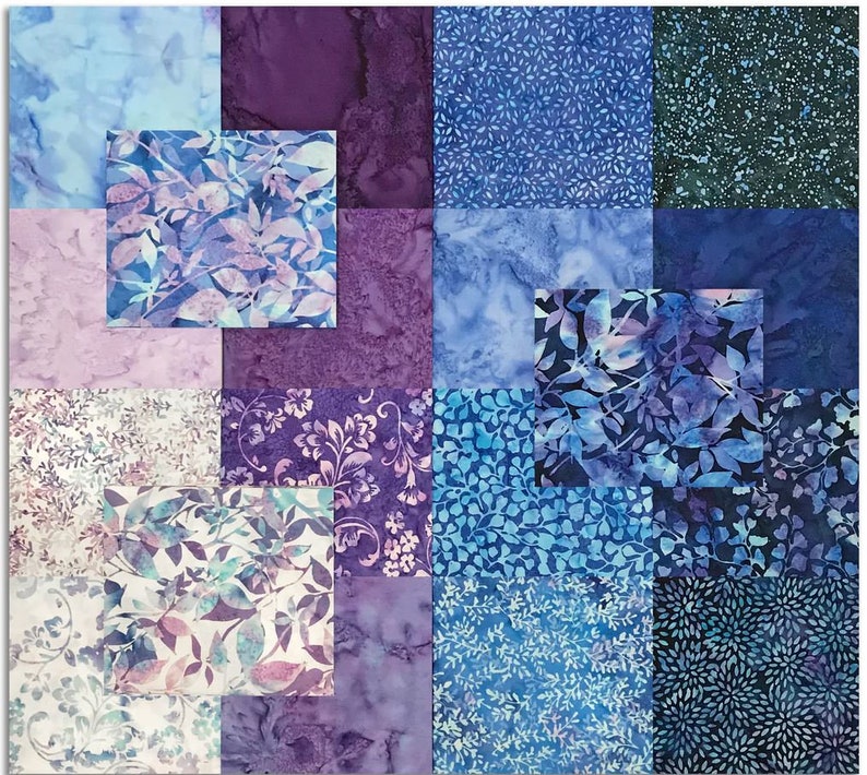 19 Fat Quarter Bundle Robert Hoffman Batiks, Blue & Purple Floral Bali Batiks, Quilting Fabric ...