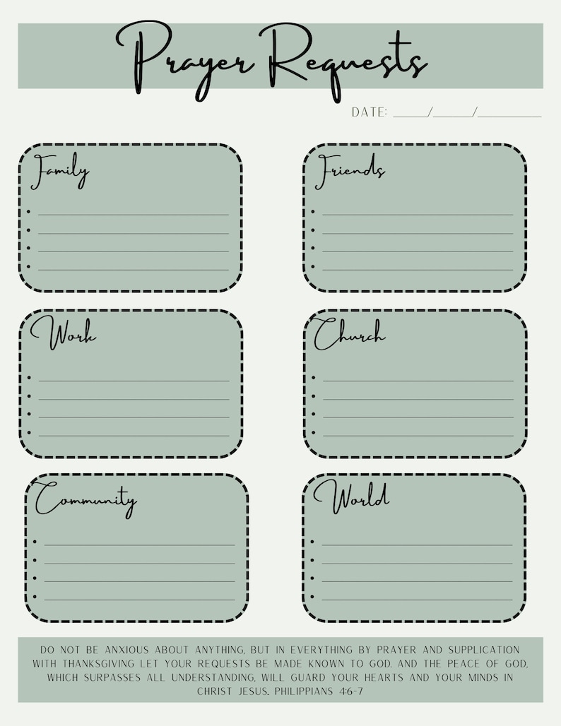 Prayer Journal Bundle: Printable Prayer Request, Praise, Bible Verse ...