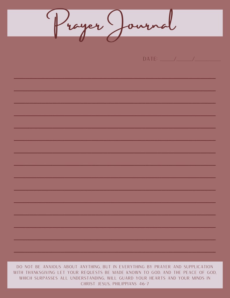 Printable Prayer Journal Pages, Instant Download, Blush Pink Theme - Etsy