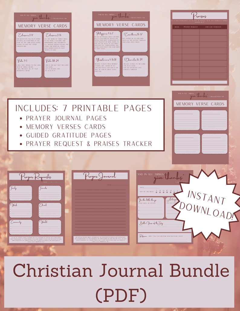 Prayer Journal Bundle: Printable Prayer Request, Praise, Bible Verse ...