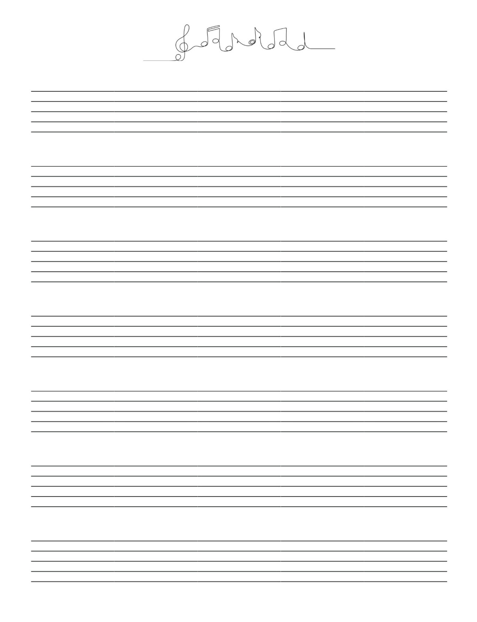 Digital Download Music Staff Paper With Notes Pages (printable Cover ...