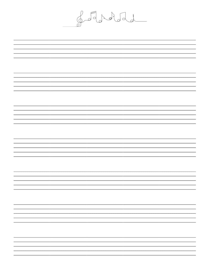 Digital Download Music Staff Paper With Notes Pages (printable Cover ...