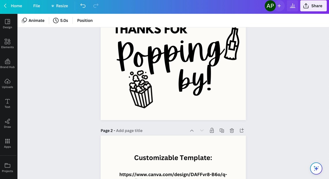 Thanks for Popping by Party Favor Printable - Etsy