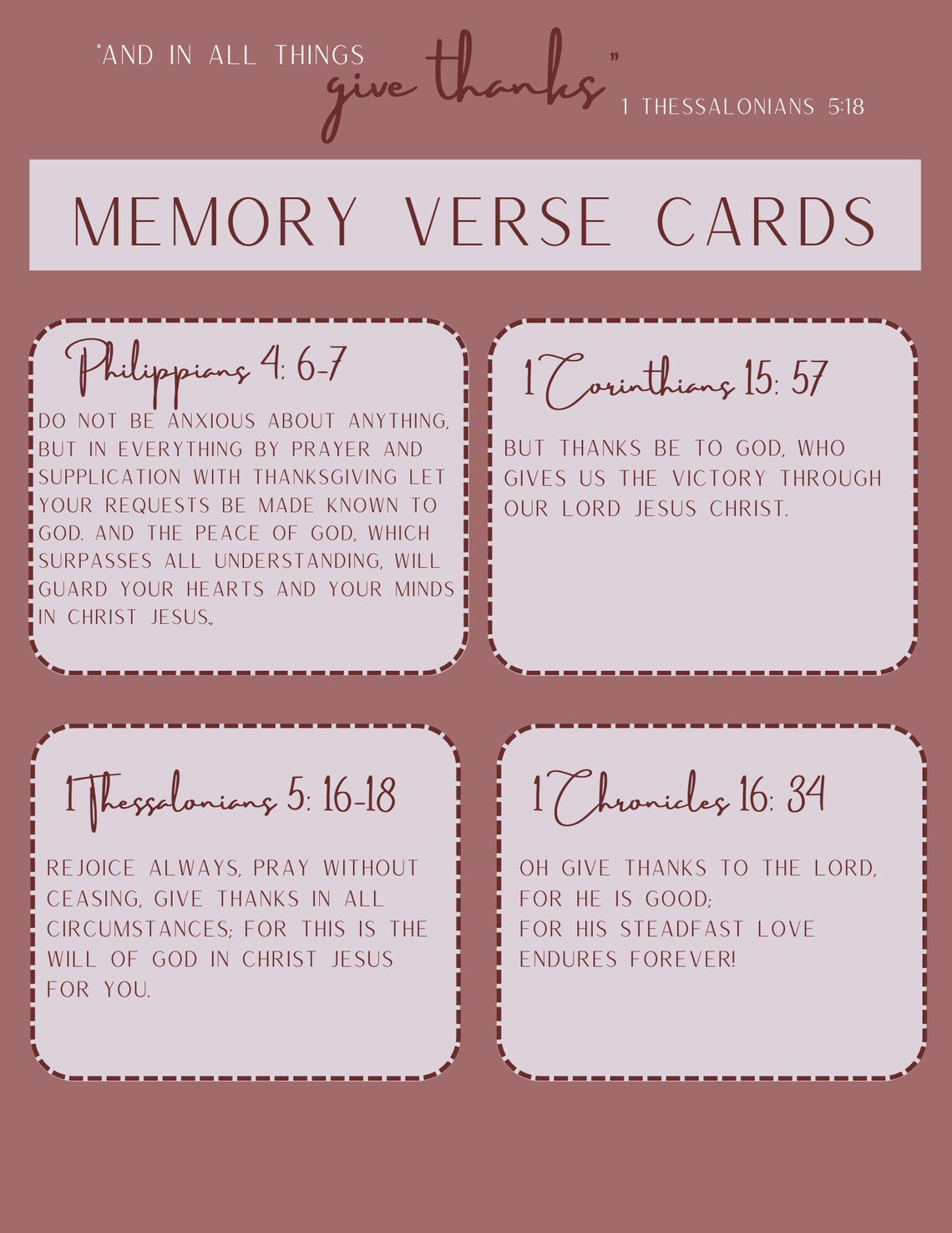 Gratitude Bible Verse Cards-printable PDF Minimalist, Pretty in Pink ...