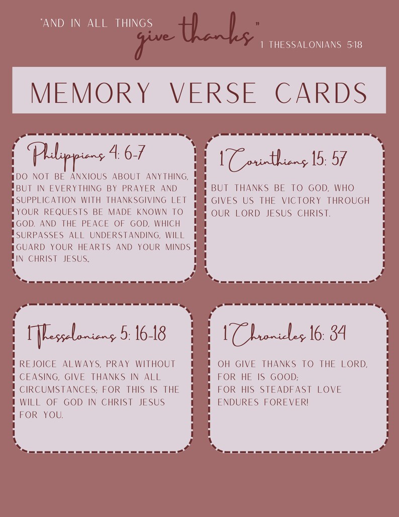 Gratitude Bible Verse Cards-printable PDF Minimalist, Pretty in Pink, Simple Design - Etsy