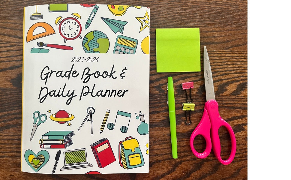Teacher Planner and Gradebook With Coloring Book Details (physical ...