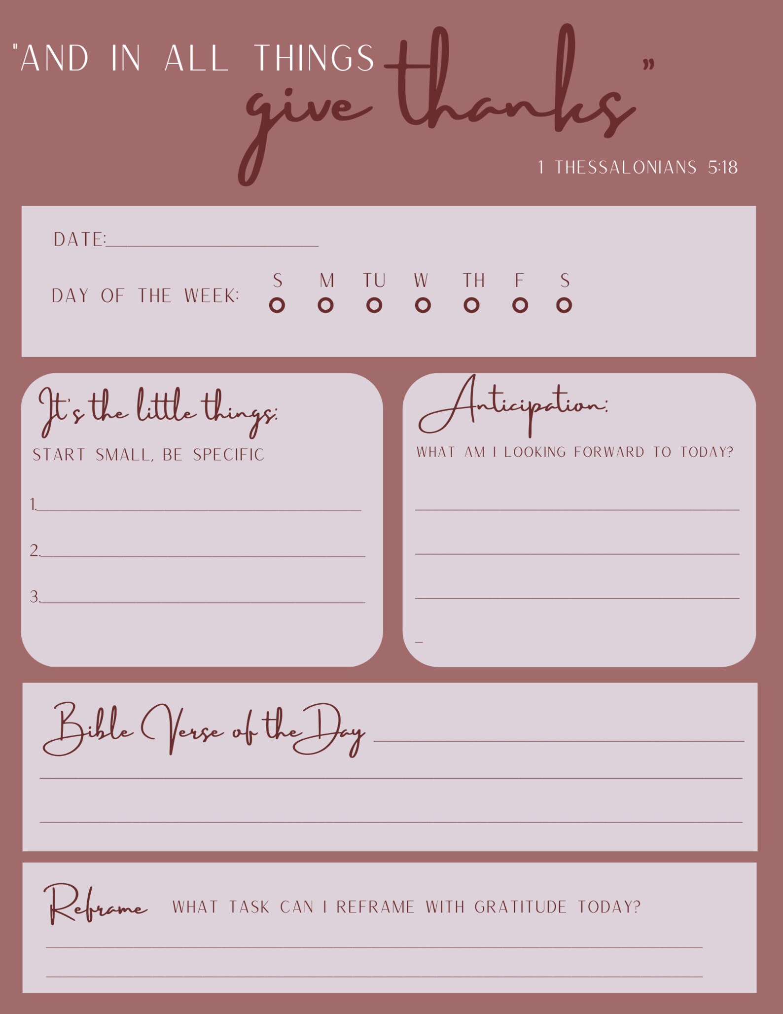 Morning Christian Gratitude Journal Printable PDF. Minimalist, Pretty ...