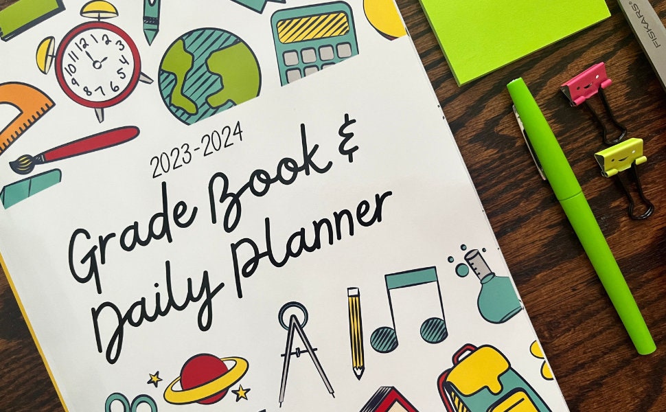 Teacher Planner and Gradebook With Coloring Book Details (physical ...